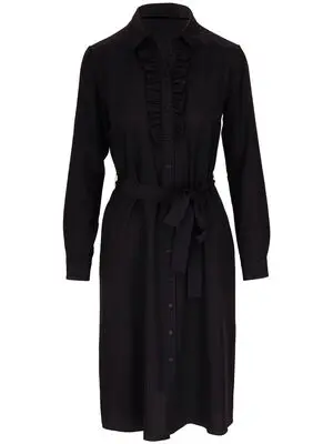 NILI LOTAN Ruffled Detailing Silk Shirt Dress
