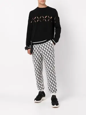 We11Done Monogram Intarsia-knit Track Pants