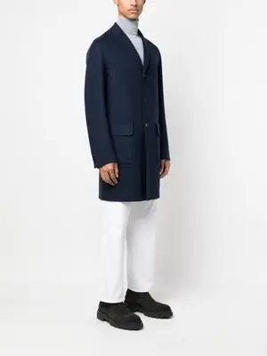 Colombo Notched-collar Wool Coat - Blue