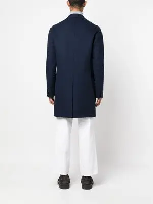 Colombo Notched-collar Wool Coat - Blue