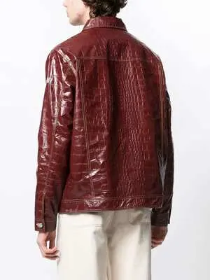 PALMER Crocodile-effect Faux Leather Jacket