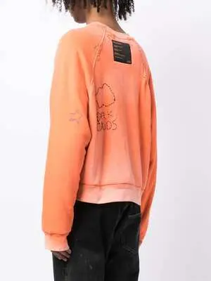 LIBERAL YOUTH MINISTRY Distressed-effect Embroidered Sweatshirt - Orange