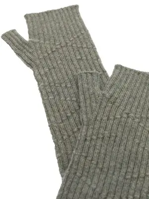 BARRIE Long Knit Fingerless Gloves - Green