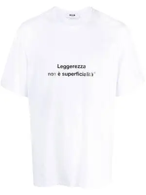 MSGM Slogan-print Cotton T-shirt - White