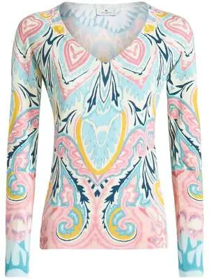Etro Graphic-print V-neck Jumper