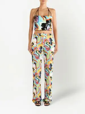 Etro Floral-print Straight-leg Trousers - Blue