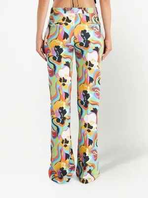 Etro Floral-print Straight-leg Trousers - Blue