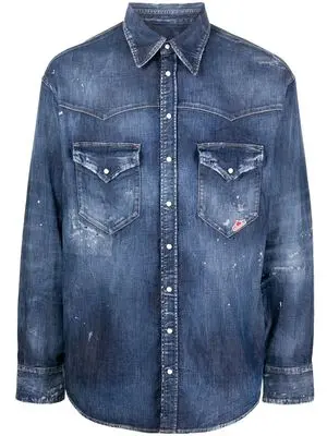 Dsquared2 Logo-patch Denim Shirt - Blue