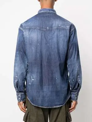 Dsquared2 Logo-patch Denim Shirt - Blue