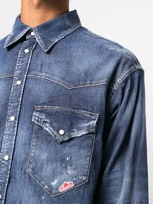 Dsquared2 Logo-patch Denim Shirt - Blue
