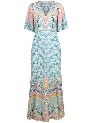 Etro Paisley Print Silk Maxi Dress
