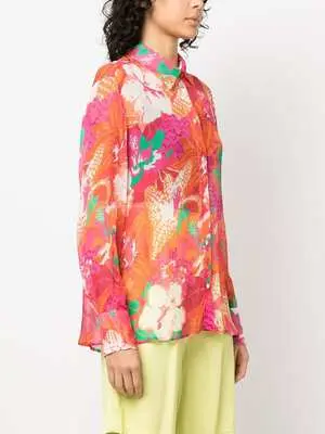 MSGM Floral-print Crepe Shirt