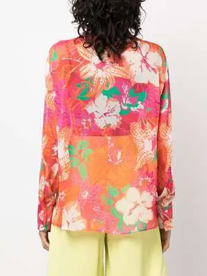 MSGM Floral-print Crepe Shirt