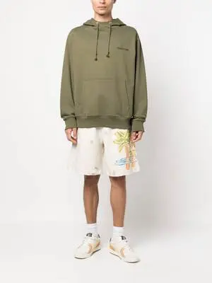 Palm Angels Palm-print Track Shorts - Neutrals