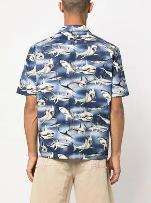 Palm Angels Sharks-print Bowling Shirt