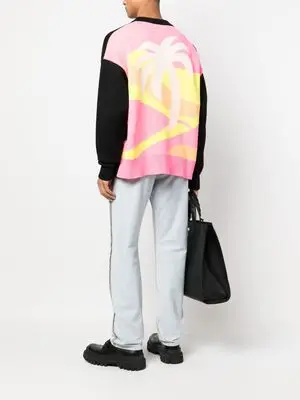 Palm Angels Palm Tree Intarsia-knit Wool Sweater - Black