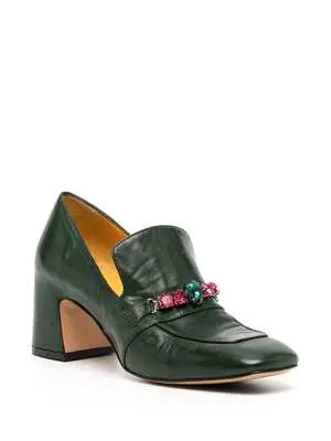 MADISON MAISON 55mm Crystal-embellished Loafers - Green