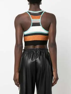 Palm Angels Logo Waistband Striped Knitted Tank Top