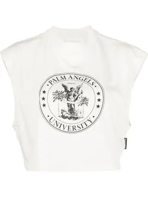 Palm Angels College Logo-print Muscle T-shirt - Neutrals