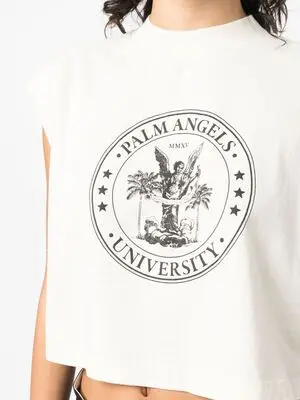 Palm Angels College Logo-print Muscle T-shirt - Neutrals