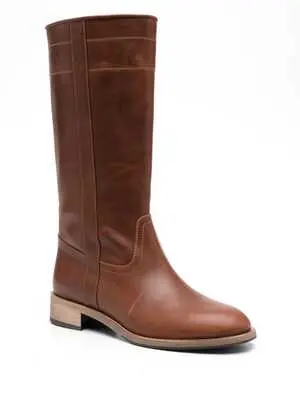 SCAROSSO Leather Knee-high Boots - Brown
