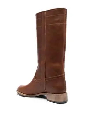 SCAROSSO Leather Knee-high Boots - Brown