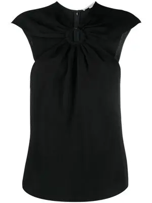 Stella McCartney Ring-hardware Cold-shoulder T-shirt - Black