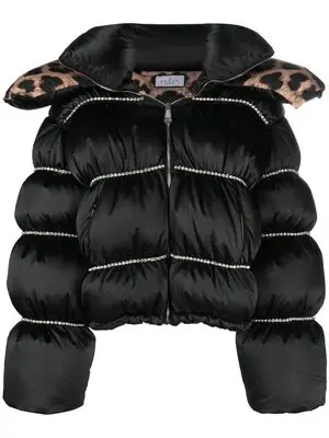 Philipp Plein Flame Embellished Puffer Jacket