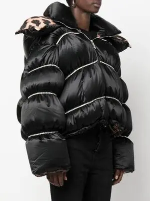 Philipp Plein Flame Embellished Puffer Jacket