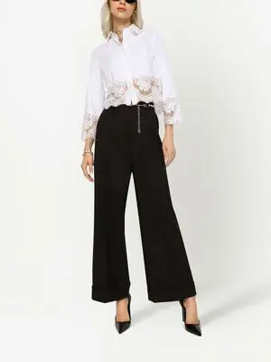 Dolce & Gabbana Lace-insert Crop Poplin Shirt
