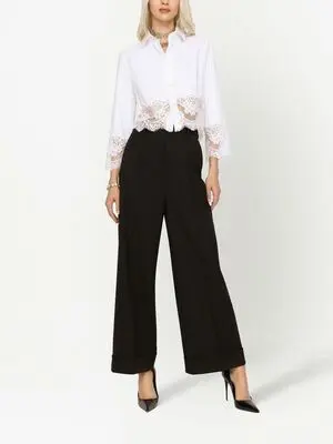 Dolce & Gabbana Lace-insert Crop Poplin Shirt