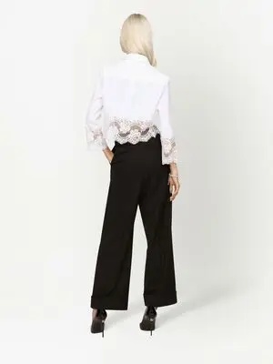 Dolce & Gabbana Lace-insert Crop Poplin Shirt