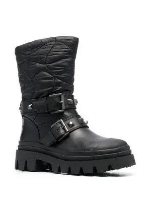 Ash Buckle-detail Faux Leather Boots