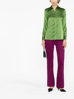 BLANCA VITA Mid-rise Flared Trousers - Purple