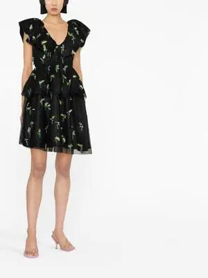 GANNI Animal-print Ruffled Minidress
