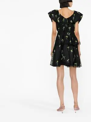 GANNI Animal-print Ruffled Minidress