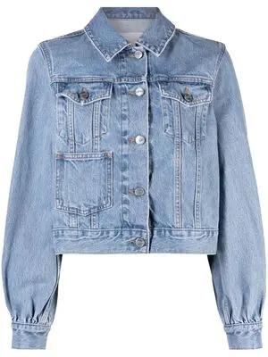 GANNI Puff-sleeve Denim Jacket - Blue