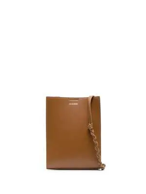 JIL SANDER Leather Shoulder Bag With Logo Lettering - Brown