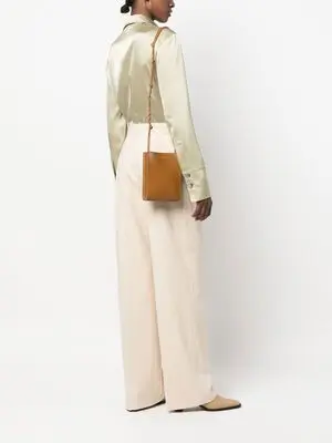 JIL SANDER Leather Shoulder Bag With Logo Lettering - Brown
