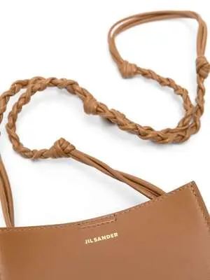 JIL SANDER Leather Shoulder Bag With Logo Lettering - Brown