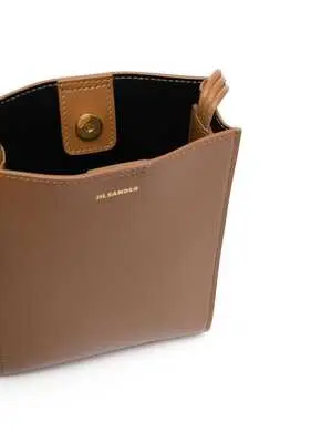 JIL SANDER Leather Shoulder Bag With Logo Lettering - Brown