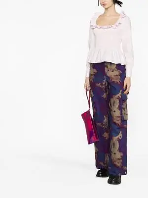 GANNI Ruffle-trim Shirred Top
