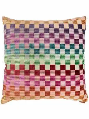Missoni Checkered Print Cushion - Pink