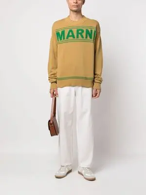 Marni Logo-print Knit Jumper - Neutrals