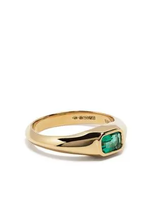Lizzie Mandler 18kt Yellow Emerald Signet Ring - Gold