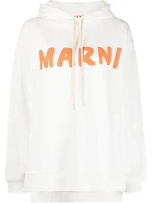 Marni Logo-print Cotton Hoodie - White
