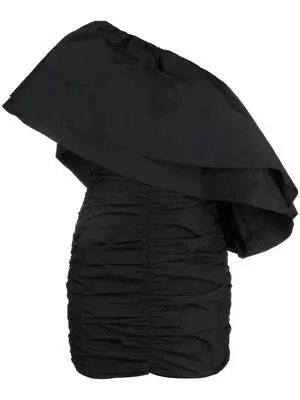 ROTATE BY BIRGER CHRISTENSEN Taft Pleated One-shoulder Mini Dress