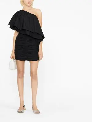 ROTATE BY BIRGER CHRISTENSEN Taft Pleated One-shoulder Mini Dress