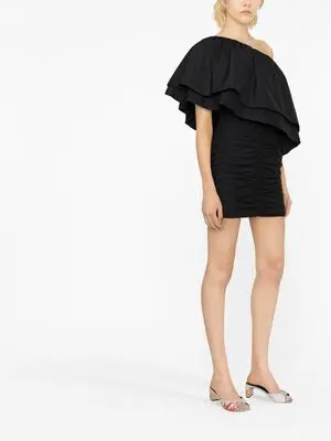 ROTATE BY BIRGER CHRISTENSEN Taft Pleated One-shoulder Mini Dress