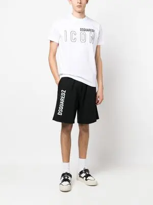Dsquared2 Logo Print Cotton Shorts